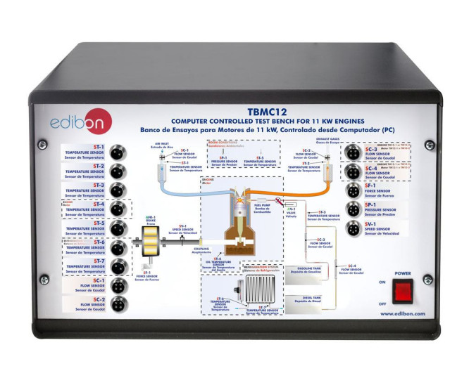 Banco de Ensaios para Motores de 1 e 2 Cilindros, 11 kW, Controlado por Computador (PC) | EDIBON